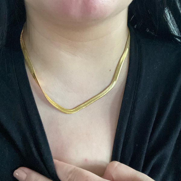 Herringbone Necklace, Snake Necklace, Herringbone Chain, Layered ...