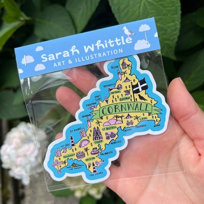 Cornwall Map Sticker Cornwall Map Vinyl Sticker Cornwall Stickers ...