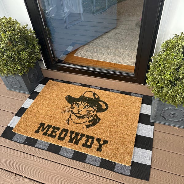 Meowdy Doormat, Funny Door Mat, Cat Doormat, Funny Welcome Mat, Cowboy ...