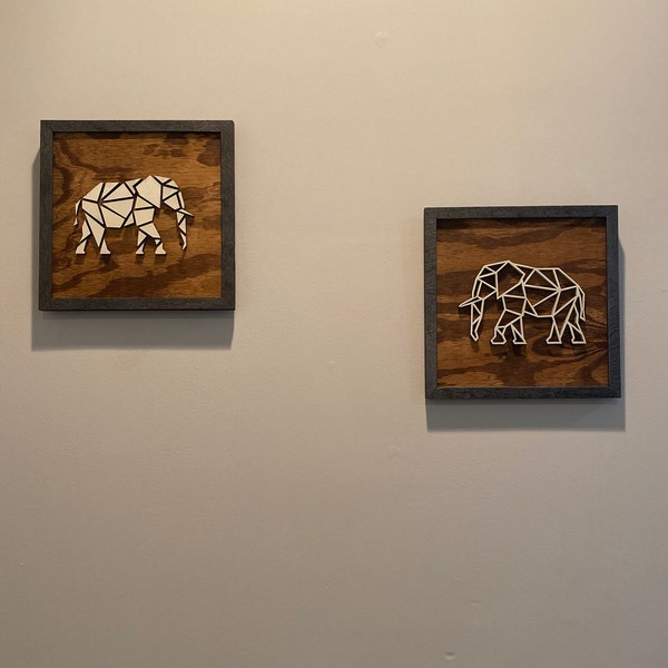 Geometric Elephant Wall Decor, Rustic Sign, Wooden Sign, Handmade - Etsy