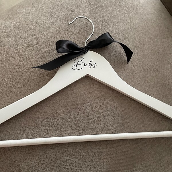 Pink Bow Personalised Wedding Hangers, Bridal Party Gift, Maid of ...