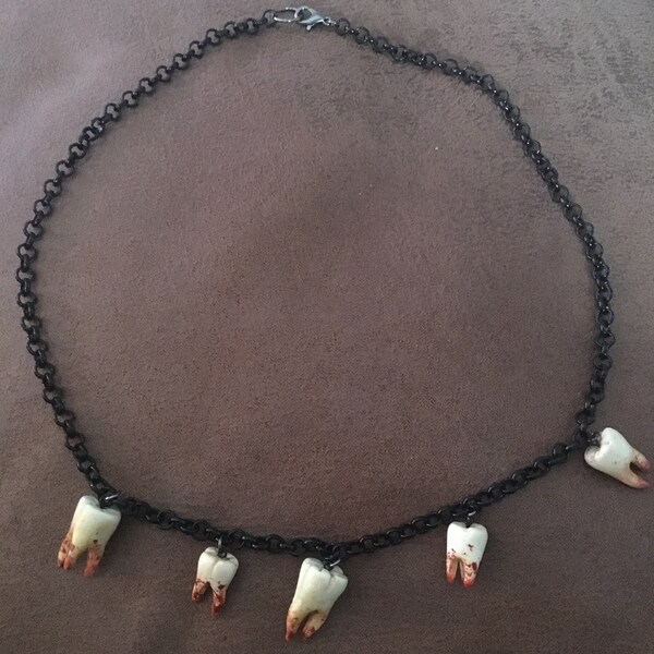 Bloody Human Teeth Chain Necklace - Etsy UK