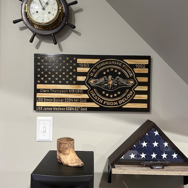 US Submarine Force, US Submarine Force Flag, Wood Flag, Sign, US Navy ...