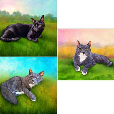 Cat Painting Custom Cat Art From Photos. Custom Cat Portrait. - Etsy