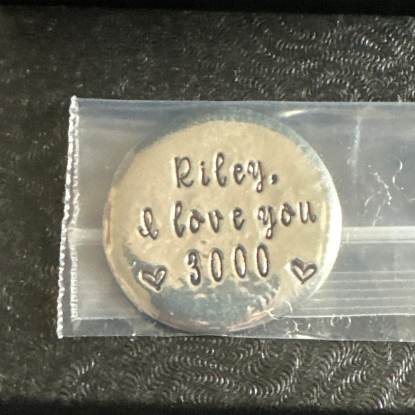 Handstamped Pewter, Pocket Token, Wedding Gift, Coin, Lucky Coin ...