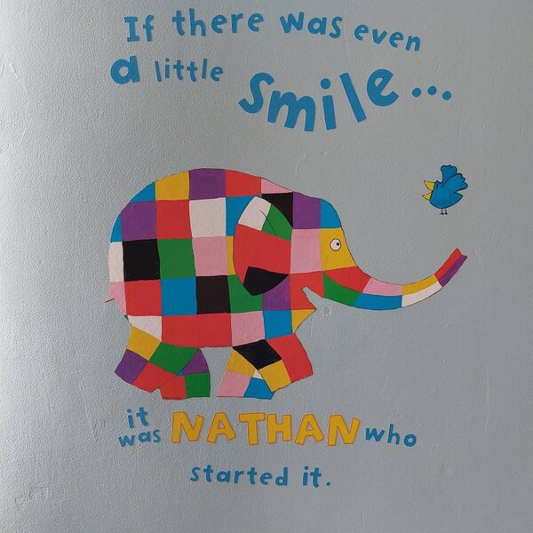 Personalised Elmer Little Smile Wall Sticker, Elmer the Patchwork ...