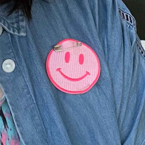 Smiley Face Iron on Patch - Embroidered Patches for Jackets - Yellow ...