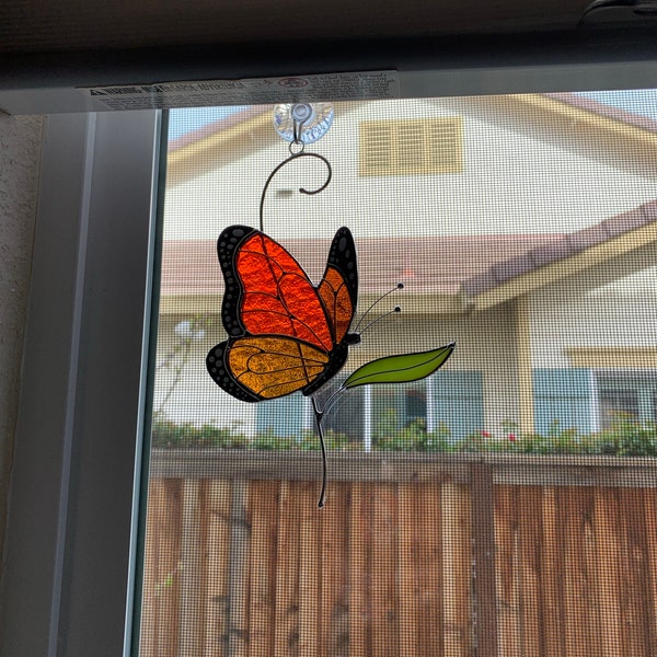 Butterfly Stained Glass Window Hanging Christmas Gifts Custom Stained ...