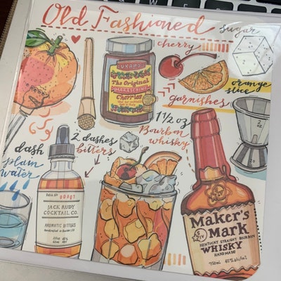 Old Fashioned Cocktail Notecard. Recipe Card. - Etsy