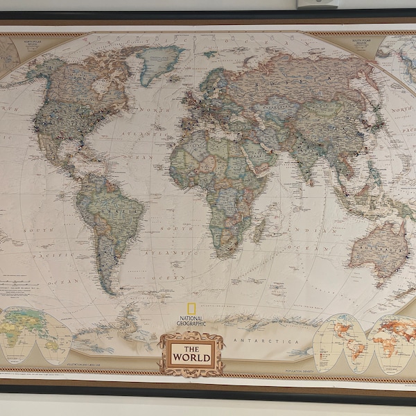 World Map Print: National Geographic Political Style (personalized ...