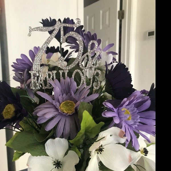 50 & Foxy, 50th Birthday Cake Topper, Crystal Rhinestones on Silver ...