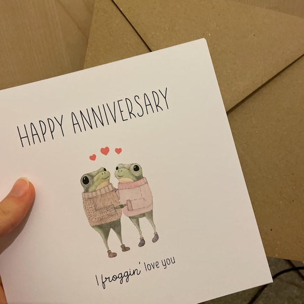 CUTE FROG ANNIVERSARY Card, I Froggin' Love You Sweet Pun Anniversary ...