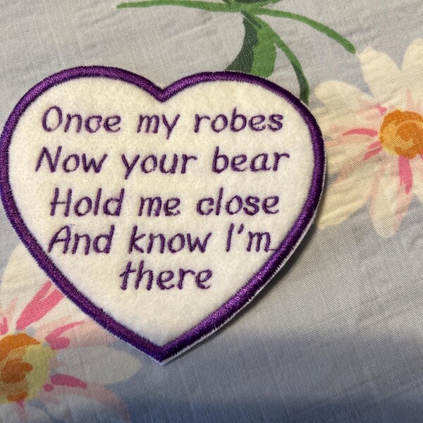 Personalised Heart Shaped Memory Embroidery Patch for a Memory Bear. Once My Clothes and Now ...