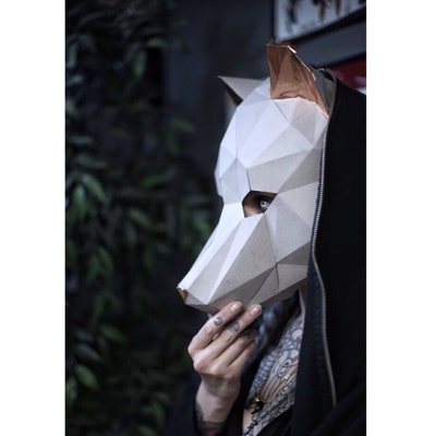 WOLF MASK Low Poly Animal 3D DIY Papercraft Printable Template for Kids ...