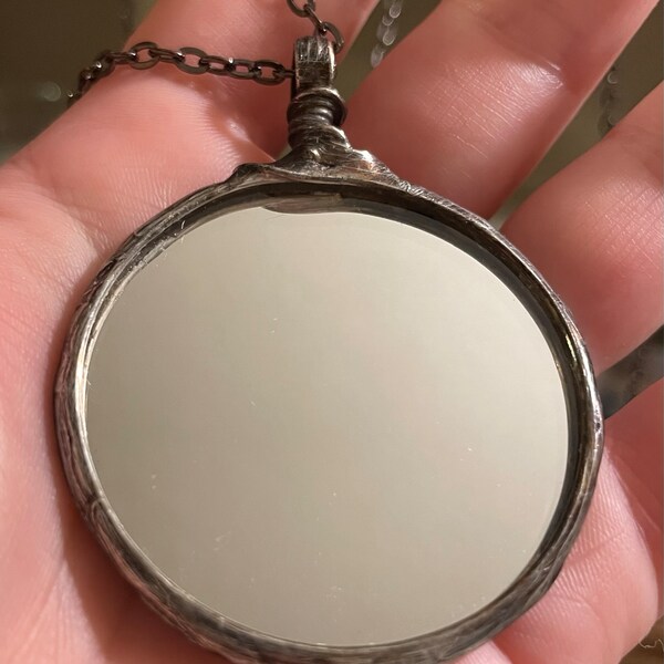 Big Mirror Necklace, Celestial Necklace, Celestial Jewelry, Long Chain ...