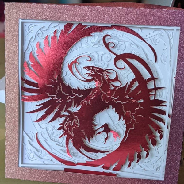 3d Phoenix Silhouette, Shadow Box Templates, Paper Cut, Files for ...