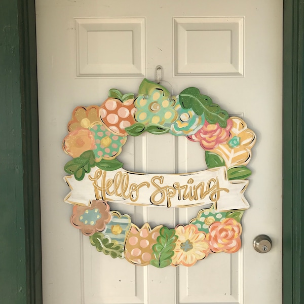Spring Wreath - Spring Door Hanger - Floral Wreath - Floral Door Hanger ...