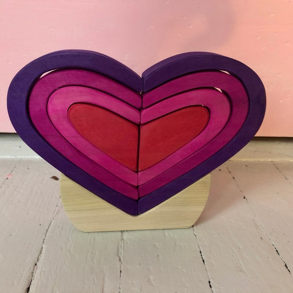 Wooden Heart Stacker, Valentine's Day Gift, Wooden Heart, Montessori ...