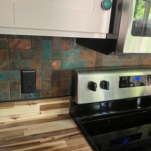 3x6 Copper Subway Tile LIMITED EDITION Mix of Color & Texture W/ Aqua ...