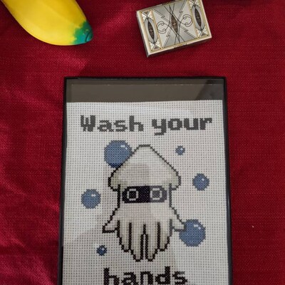 Blooper Wash Your Hands Mario Video Gamer Bathroom Cross Stitch Pattern ...