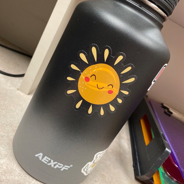 Clear Happy Sun Sticker, Waterproof Sticker, Hydroflask Stickers ...