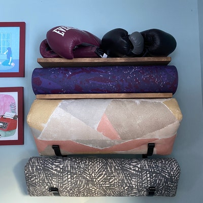 Yoga Mat Rack 2 Shelves With 2 Mat Racks, Yoga Decor, Gym Mat Rack, Gym ...