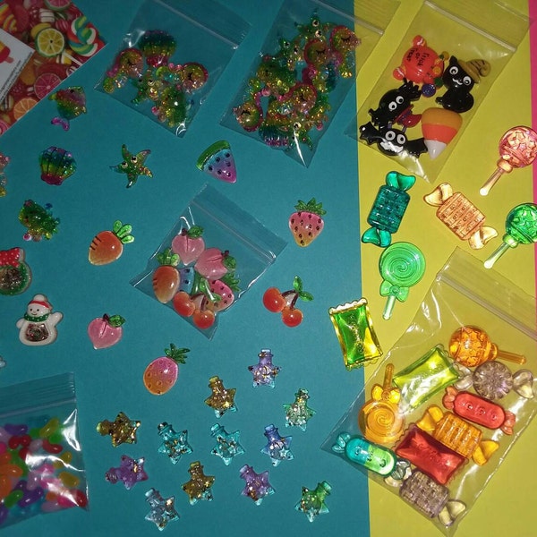 Assorted Colorful Candy Cabochons - Flatback Resin - Kawaii Cabochon ...