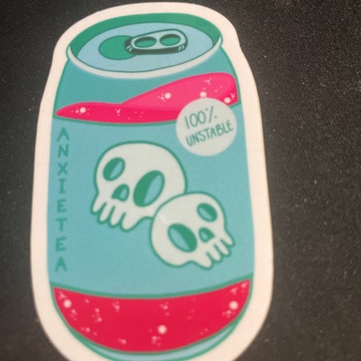 GLOSSY STICKER: Anxietea Teal and Pink Die Cut , Anxietea Sticker ...