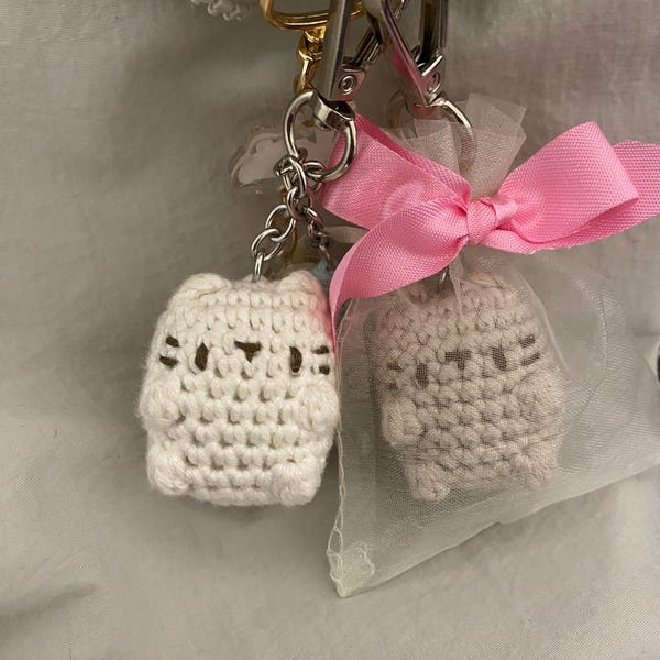 Crochet Keychain Cute Accessory for Cat Lovers Gift Handmade Bag ...