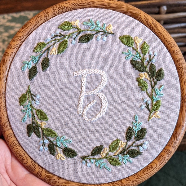 Floral Initial Hand Embroidery Pattern - Digital PDF Pattern, Alphabet ...