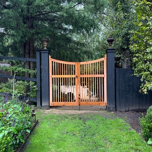 Arched Exterior Cedar Gate With Balusters - Etsy