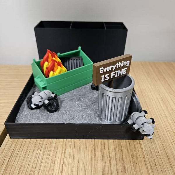 Dumpster Fire Zen Garden, Mini Desk Decor, Sensory Calming Sand Garden ...