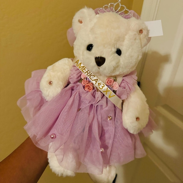 12" Personalized Birthday Teddy Bear, Quince Años Quinceañera Last Doll ...