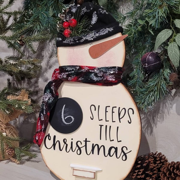 K259 Snowman Christmas Countdown Chalk Board or Door Hanger or Wreath ...