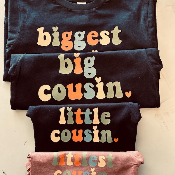 Big Cousin Retro Shirts, Biggest Cousin Shirt, Retro Cousin Shirt, Little Cousin Shirt, Littlest ...