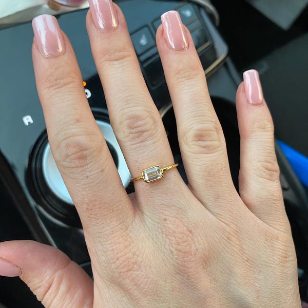 Baguette Ring, Rectangle Ring, Bezel Set Ring, Bezel Set Engagement ...