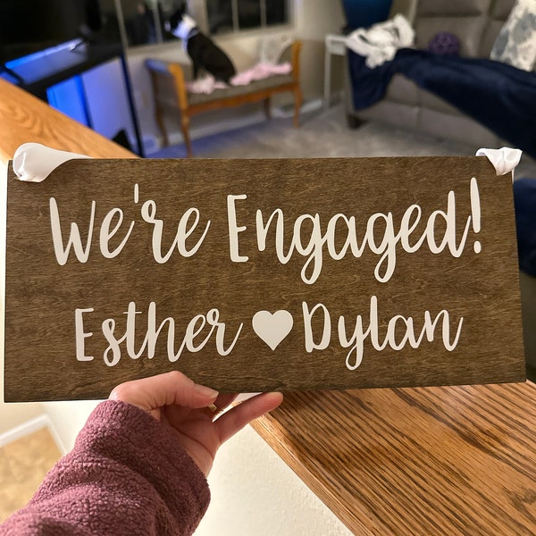 We're Engaged With Your Date - Wood Wedding Sign - Custom Wood Sign ...