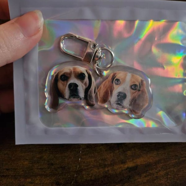 Custom Pet Photo Keychain, Acrylic Keychian, Dog Portrait Keychain ...