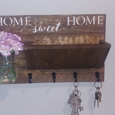 Rustic Home Decor, Key Holder, Rustic Decor, Key Rack, Home Sign, Mail ...