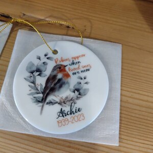 In Memory Christmas Robin Ceramic Keepsake, Personalised Christmas ...