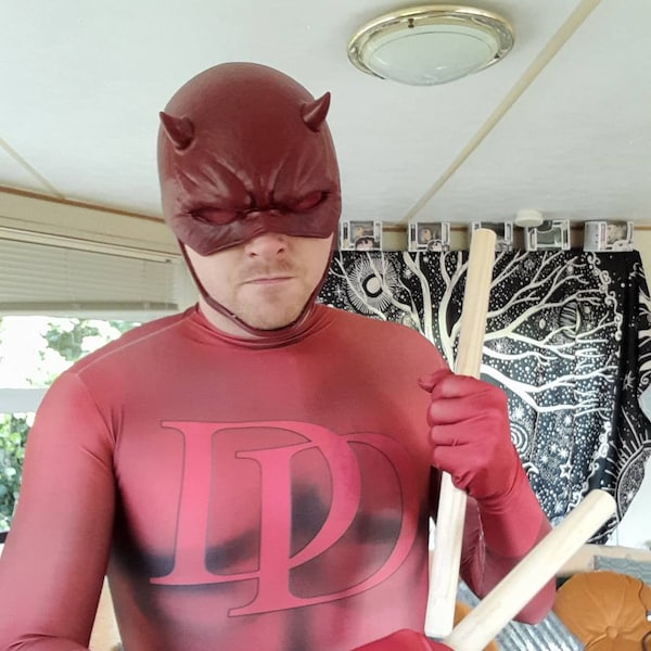 Red Devil Cowl Mask With Neck or Withouth, Cosplay Leather Texture ...