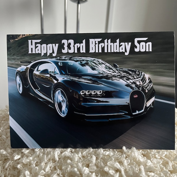 Personalised Bugatti Card Birthday Fast Car Supercar Black - Etsy UK