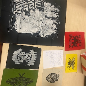 Mothman Linocut Print Sew Patch, Linen, Block Print, Cryptid, Halloween ...