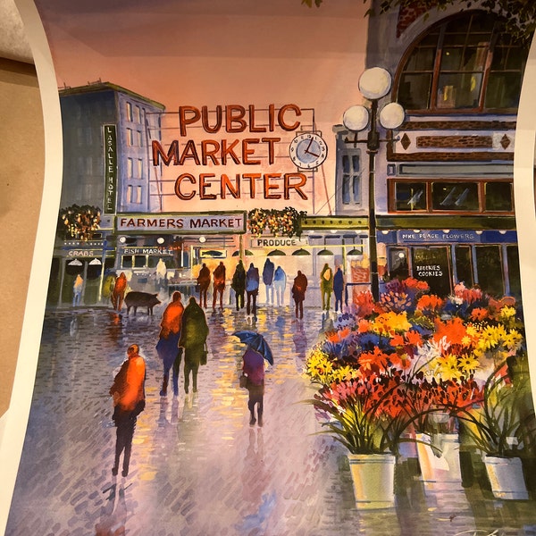 Seattle Public Market, John Ebner, Pike Street Market, Watercolor ...