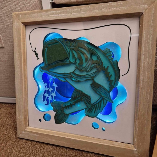 3d Fishing Svg - Shadow Box Svg, Fish Svg - Etsy