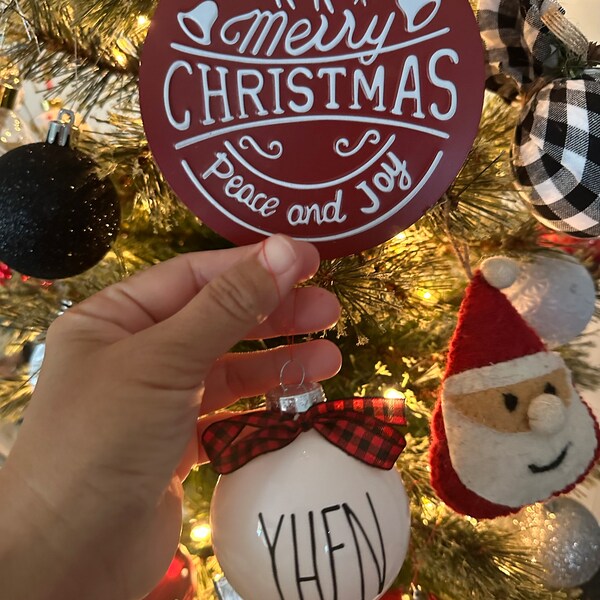 Rae Dunn Inspired Name Ornaments, Black White Checkered Ornaments ...
