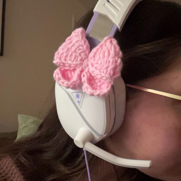 Crochet Bow Headphone Accessory: Coquette Gaming Headset Decor - Set of ...