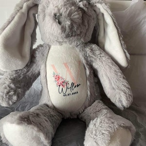 Personalised Bunny Rabbit, New Baby Gift, Personalised Plush Soft Toy ...