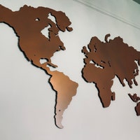 3D Metal World Map, Metal Wall Map, Housewarming Gift, 3D UV Printed ...