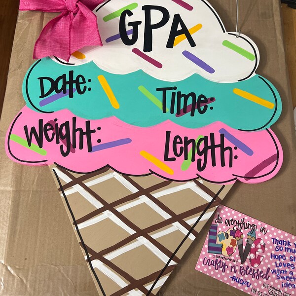 Personalized Colorful Ice Cream Door Hanger Made to Order - Etsy